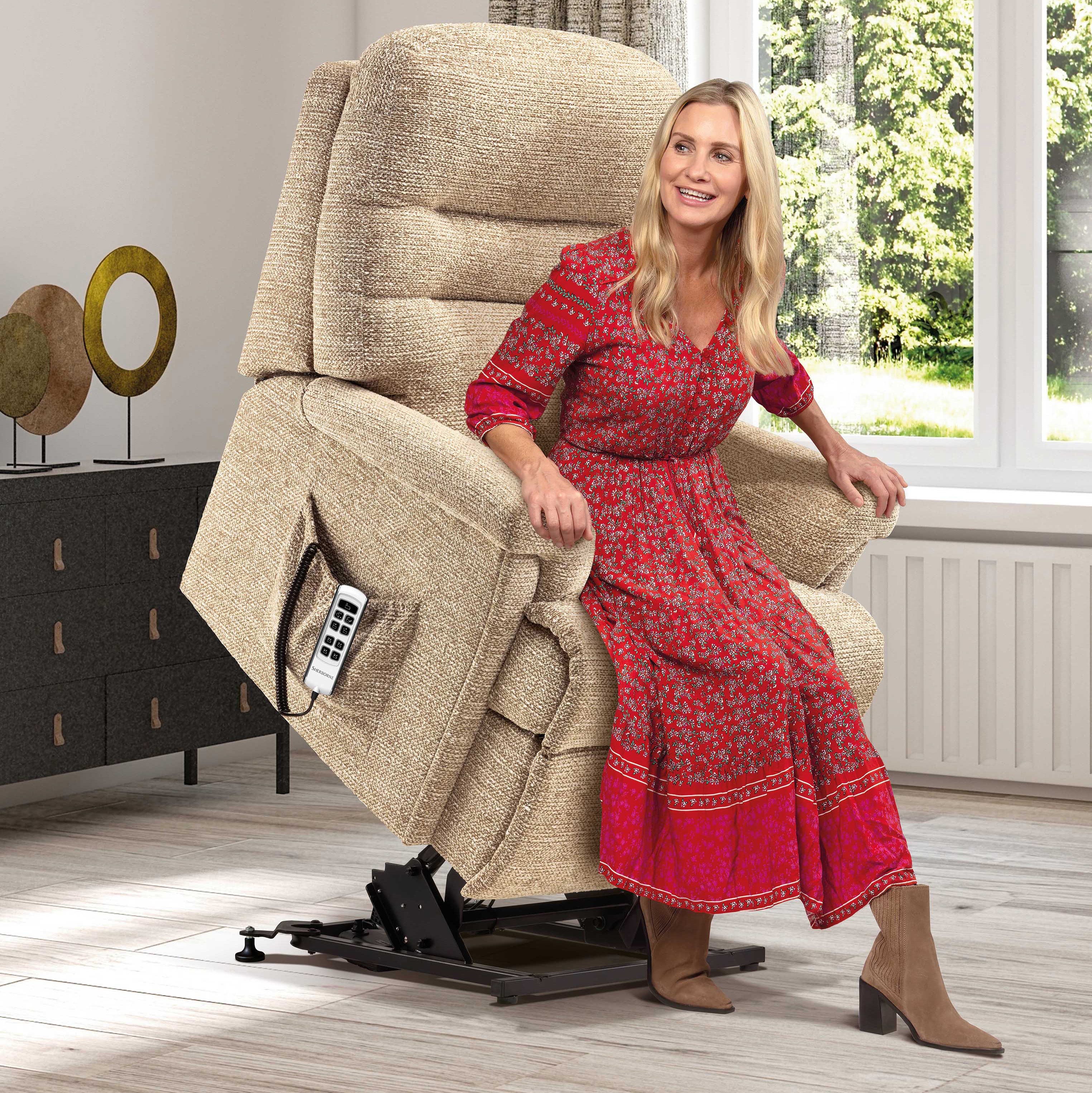 Sherborne Beaumont Dual Motor Fabric Riser Recliner Armchair VAT FREE ...